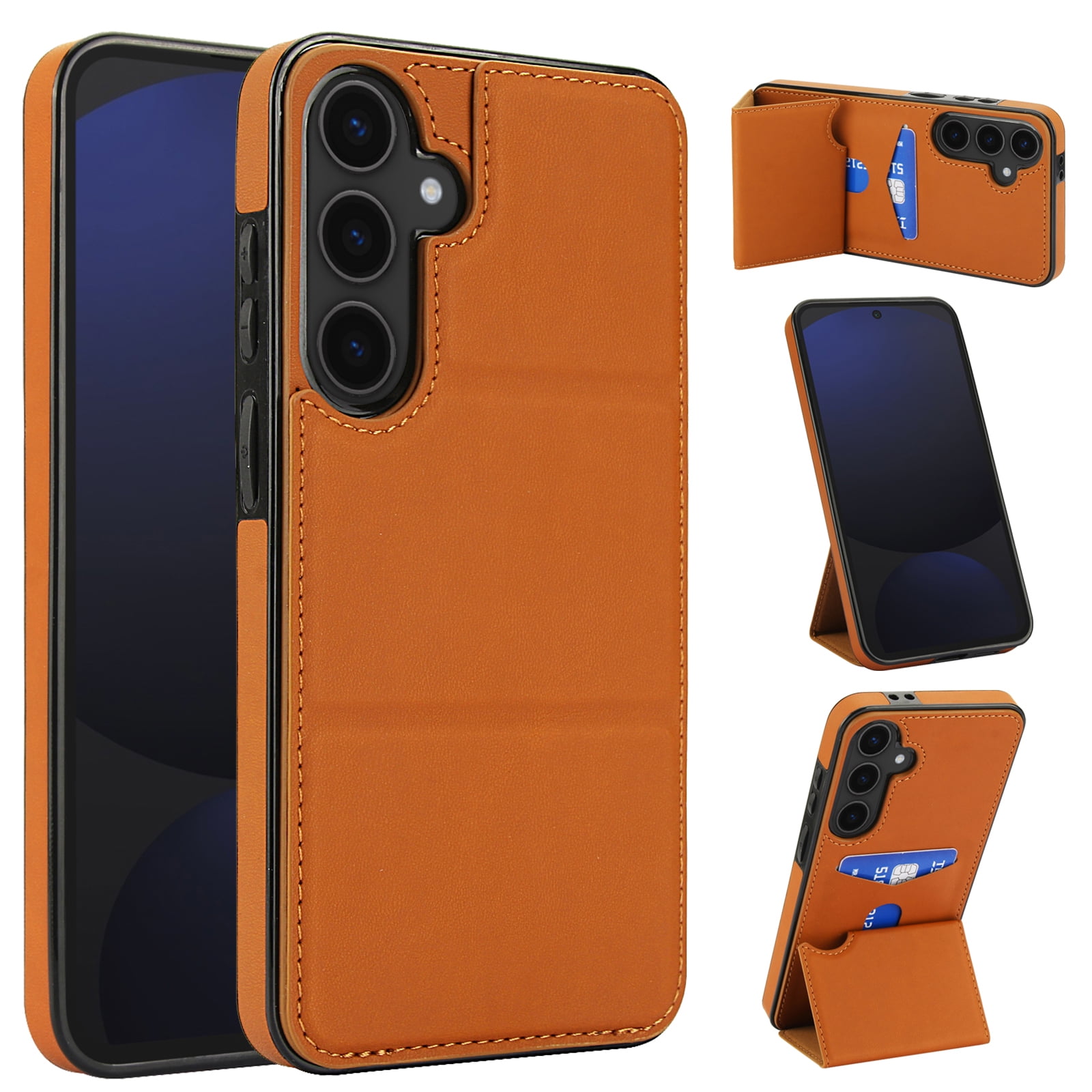 Back Case for Samsung Galaxy S25, Card Slots Kickstand PU Leather ...