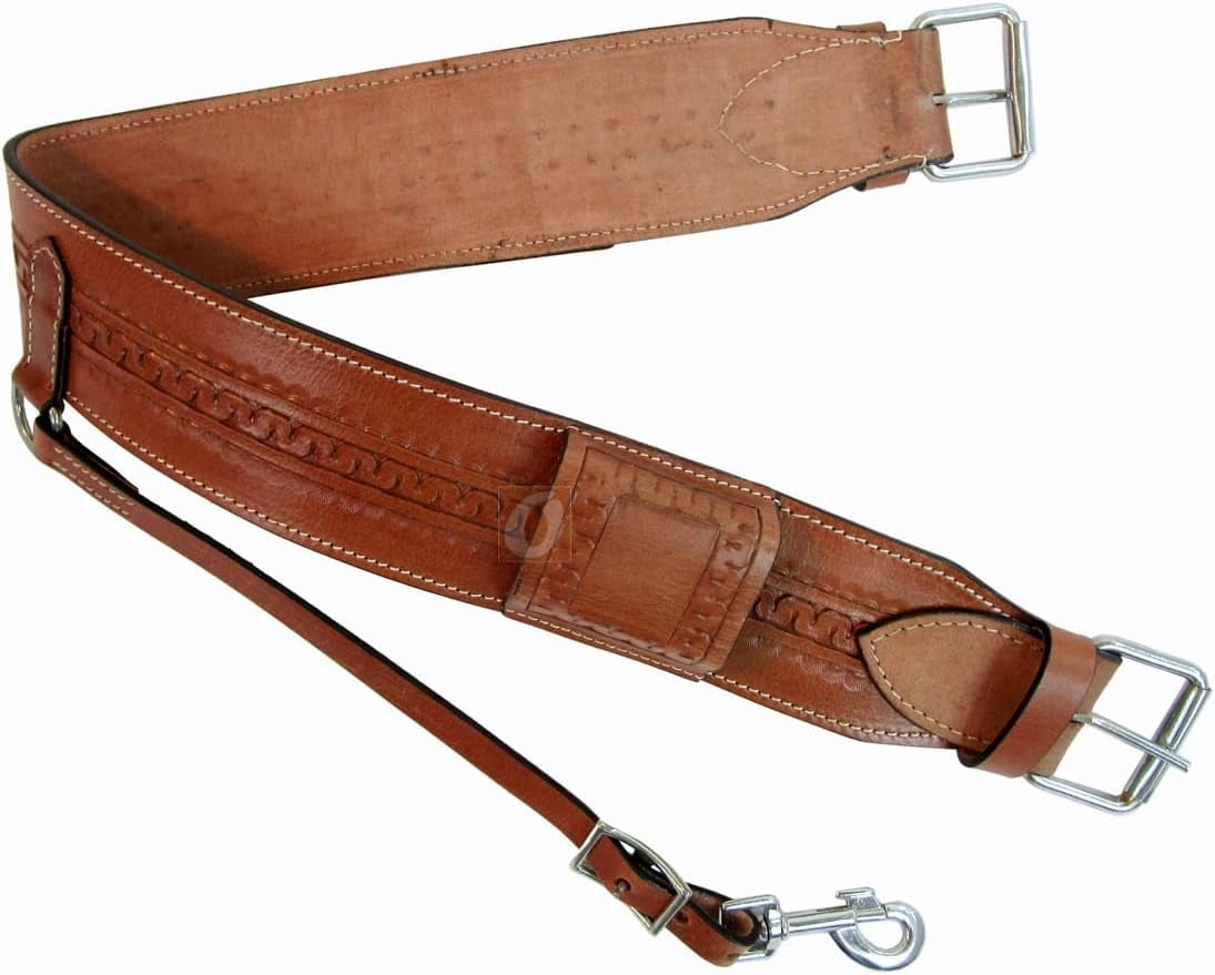 Back Cinch Snake Tooled Brown Leather Rear CINCHES Flank Western Horse ...
