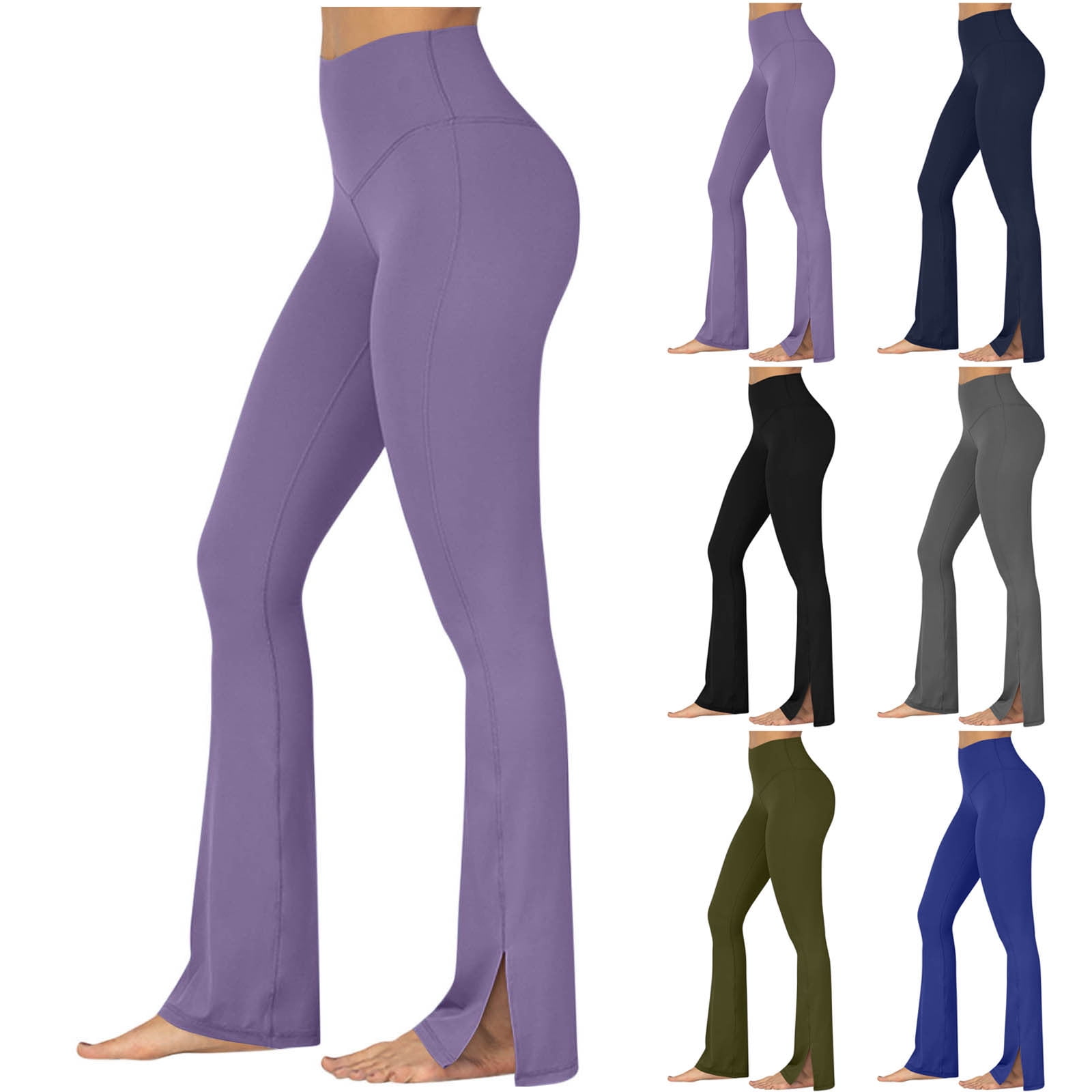 Back to College Sale BiZtdJrK Flare Leggings for Women Casual Split Hem ...