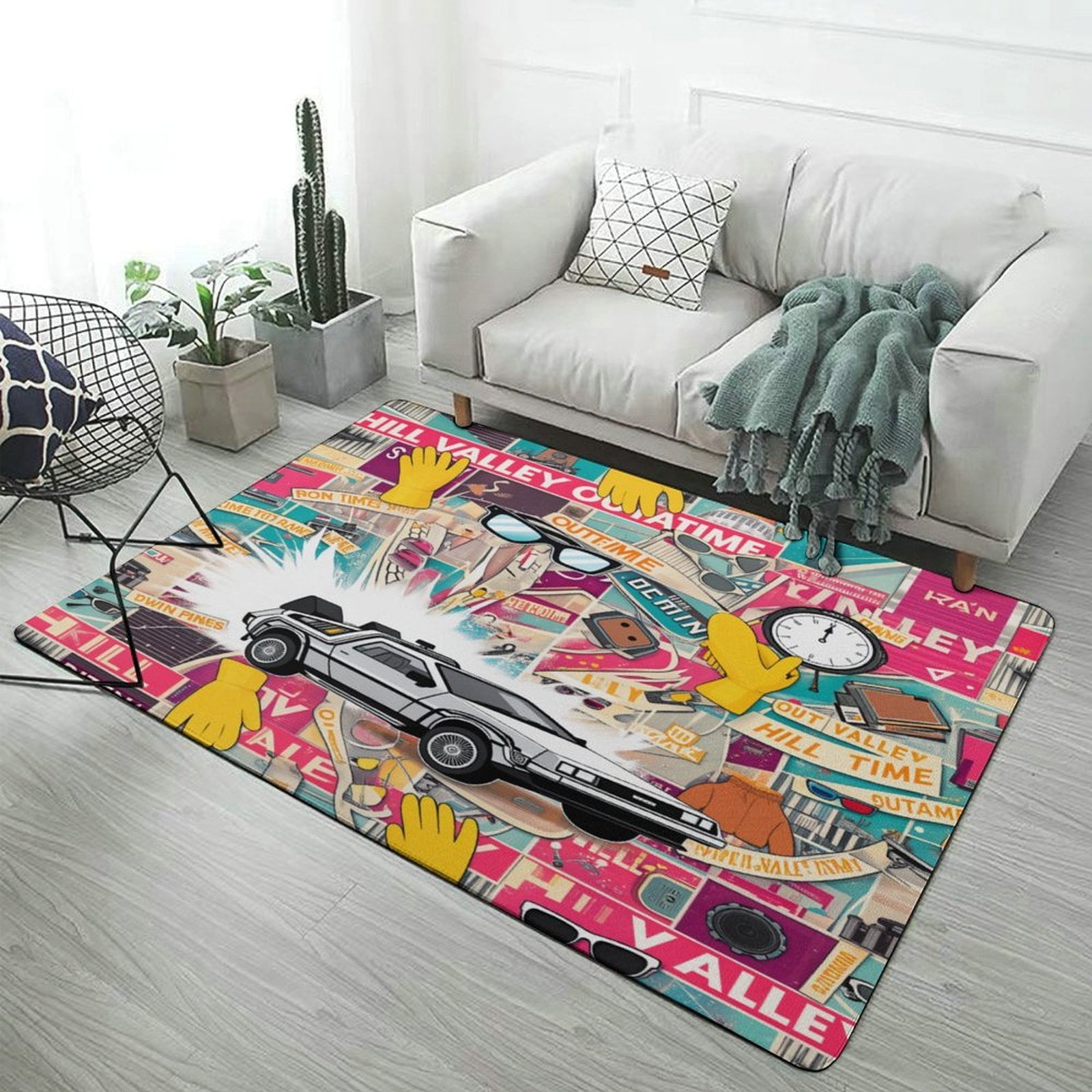 Back to The Future Paper Cut Illustration-2 Soft Comfy Area Rugs Carpet ...