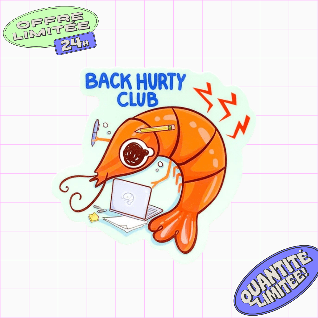 Back Hurty Club Writer Sticker | Office Work Humor | Shrimp Bad Posture ...