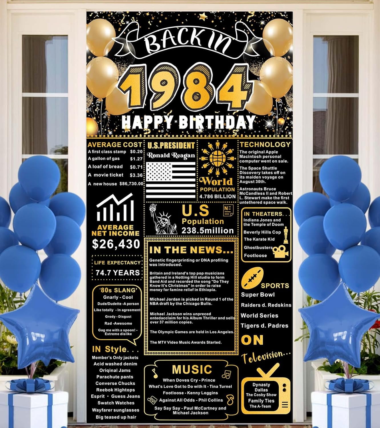 Back In 1984 Gold and Black 40th Birthday Decorations Happy 40th ...