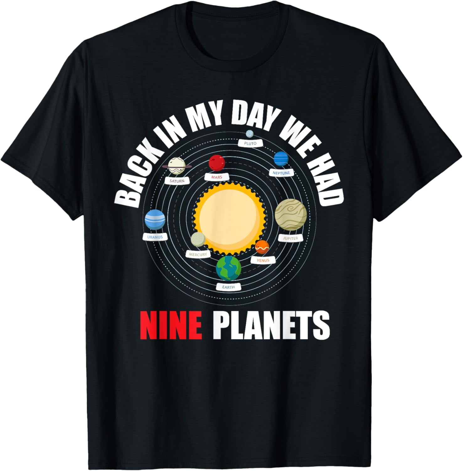 Back In My Day We Had Nine Planets T-Shirt Solar System Tee men and ...