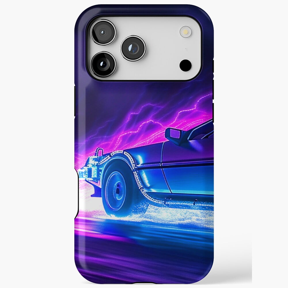 Back In Time Delorean Retro Art For iPhone 11-17 Pro Max Phone Tough ...