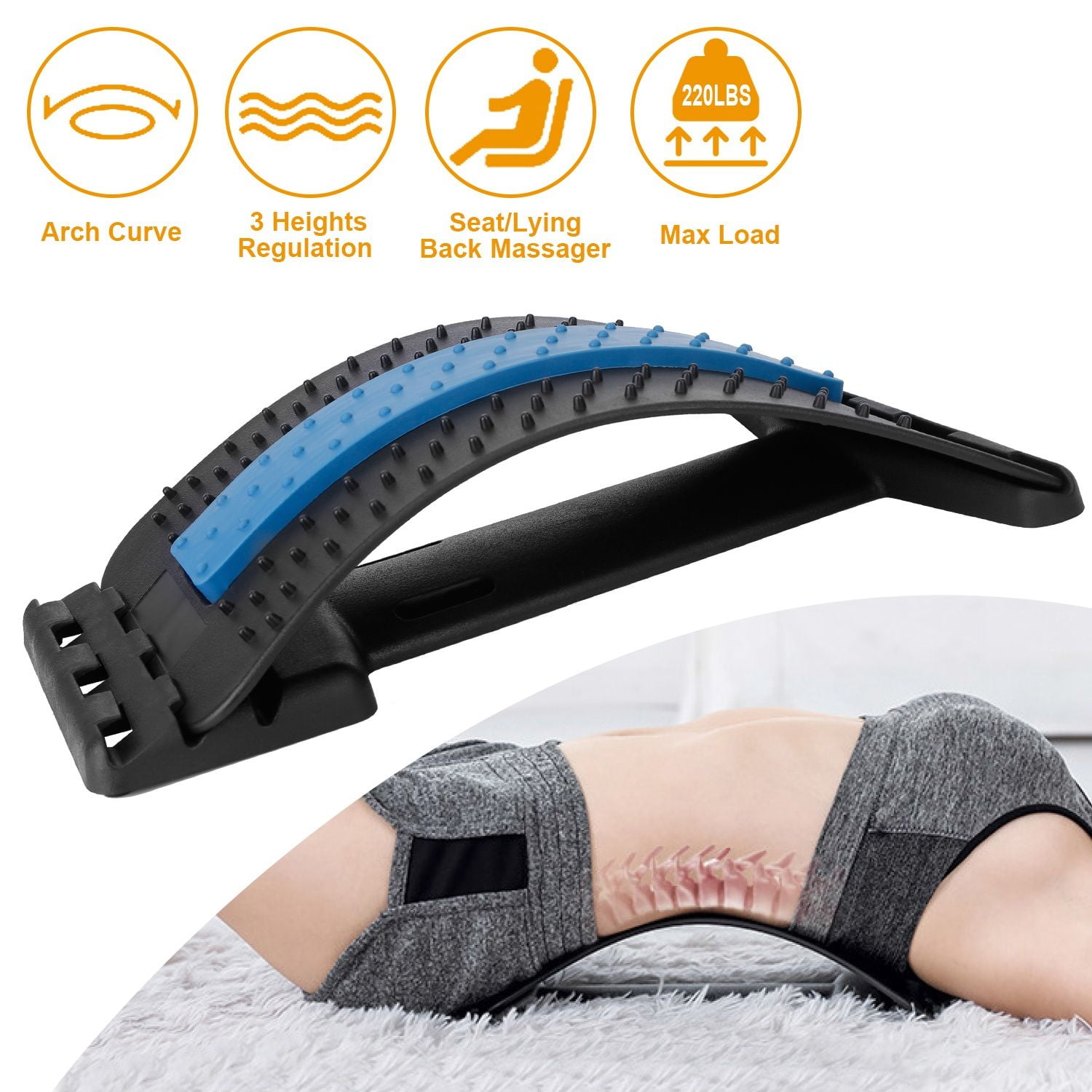 Back Massage Stretching Device Multi-Level Lumbar Spinal Support ...