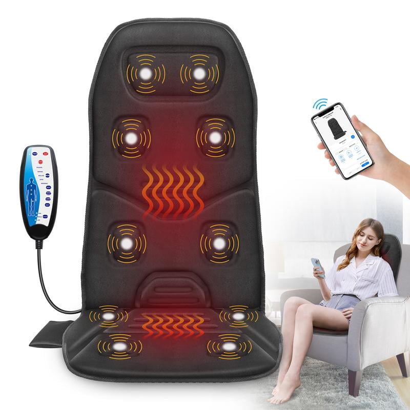 Back Massager with Heat, 10 Motors & 3 Heat Levels Chair Massager ...