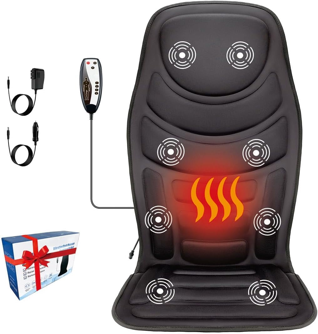 Back Massager with Heat,8 Vibration Motors Massage Chair Pad for ...