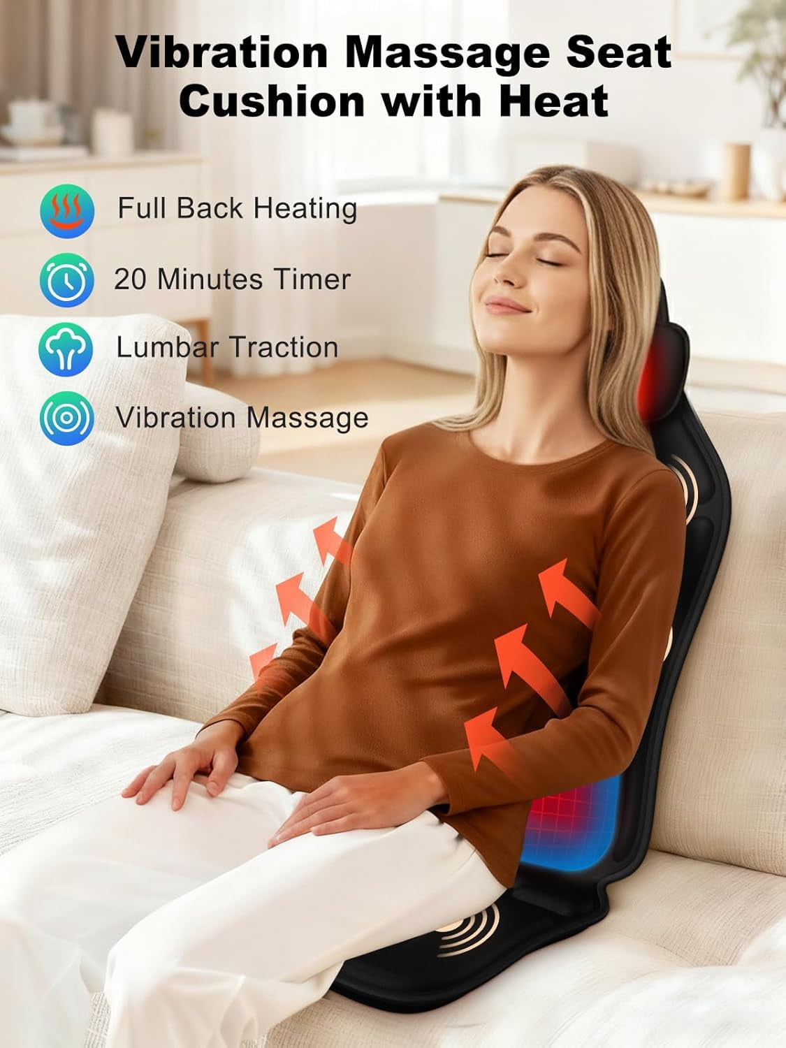 Back Massager for Chair with Heat, Massage Chair Pad with Lumbar ...