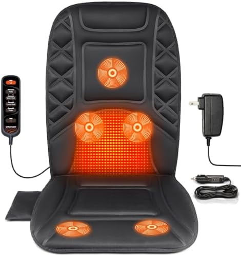 Back Massager with Heat,Heated Seat Cover Cushion with 5 Vibrating ...