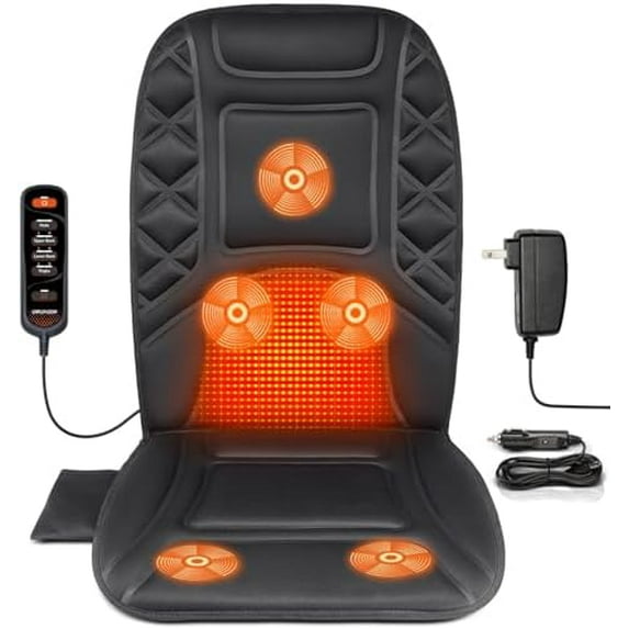 Back Massager with Heat,Heated Seat Cover Cushion with 5 Vibrating ...