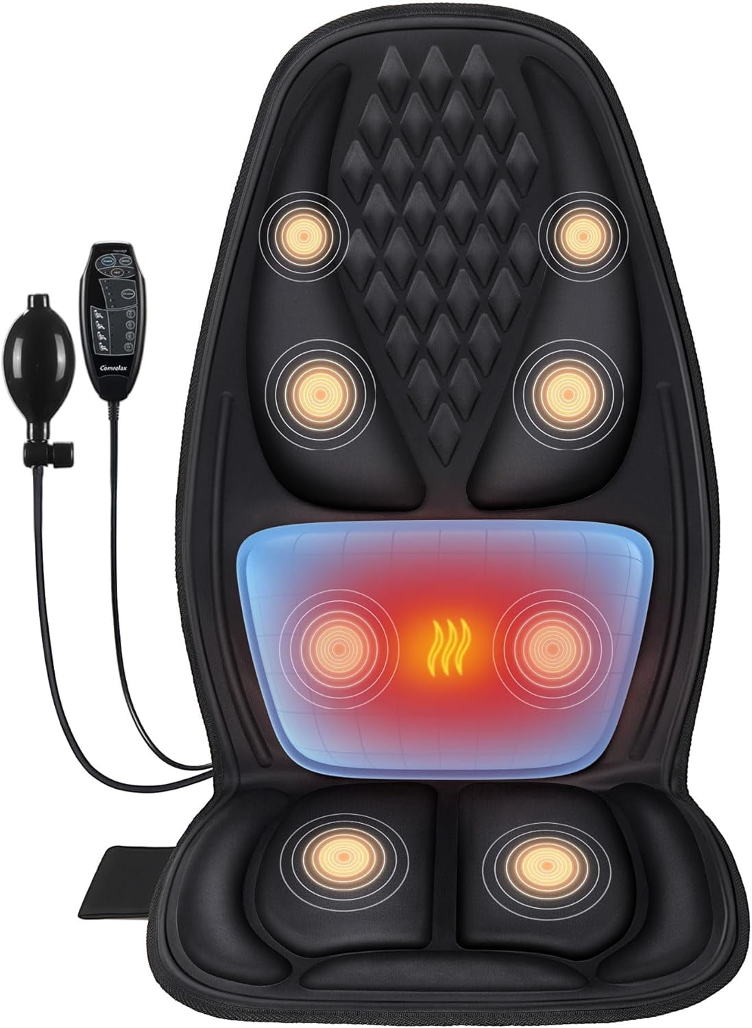 Back Massager with Heat and 8 Motors, Seat Massage Pad with Back ...