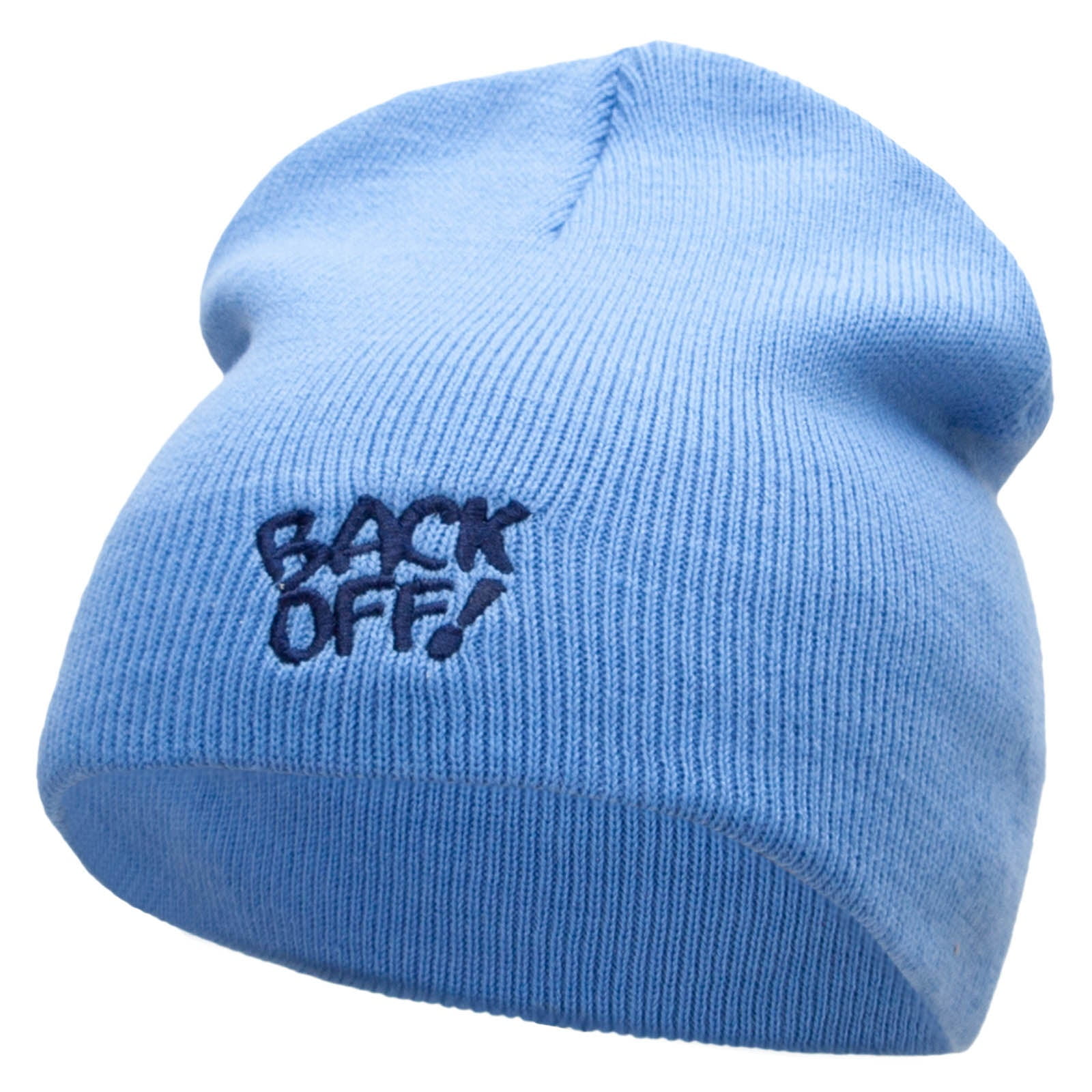 Back Off Saying Embroidered Short Beanie - Sky Blue OSFM - Walmart.com