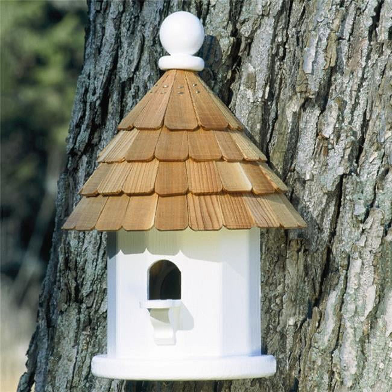 Back Porch Wren House White Solid Cellular with Natural Redwood Shingle ...