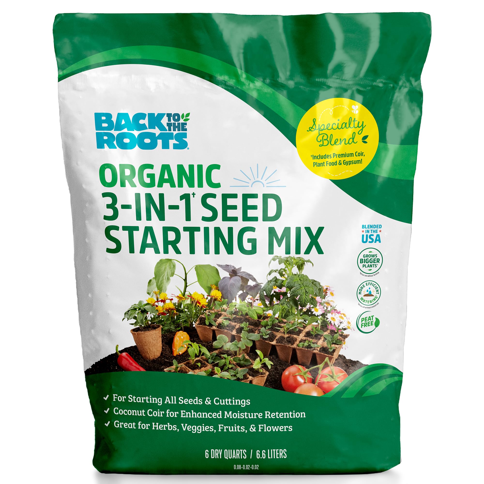 Back to the PresNok Roots 3-in-1 Seed Starting Mix 6 Quarts, 100% ...