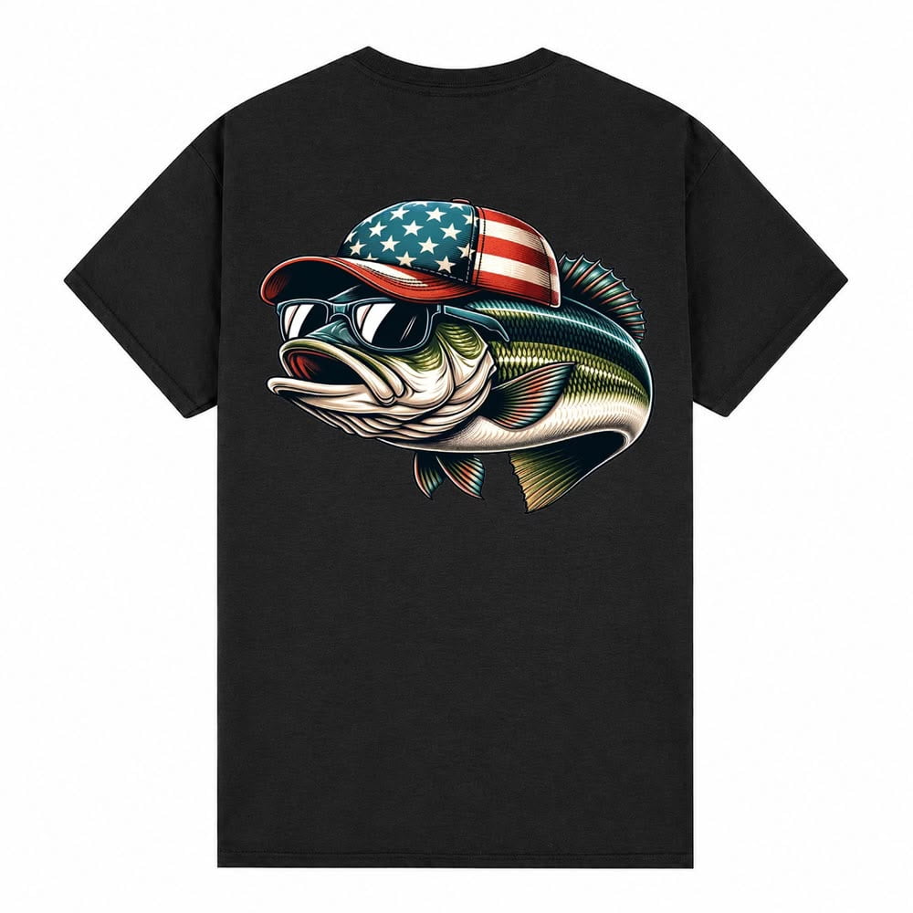 Back Print, American Bass T-Shirt, Large Mouth Bass Shirt, 4th Of July ...