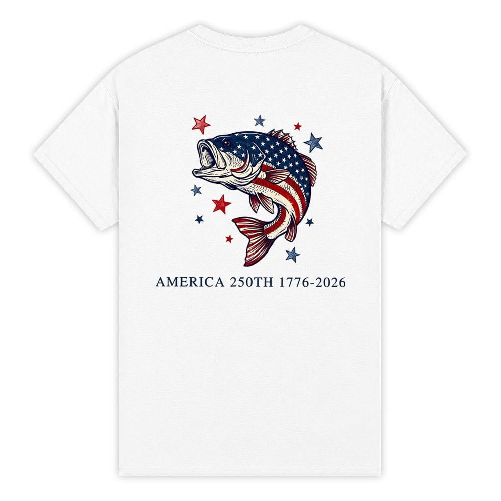 Back Print, Largemouth Bass American 250th Shirt, Fishing 4th of July ...