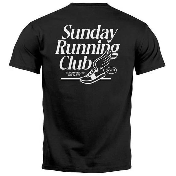 Back Print Sports Running Jogging Graphic Sunday Running Club Retro ...