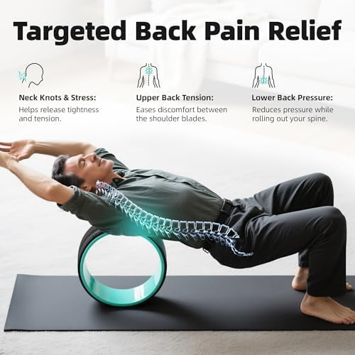 Back Roller Wheel Set of 3 with 2 Yoga Blocks – Foam Back Stretcher for ...