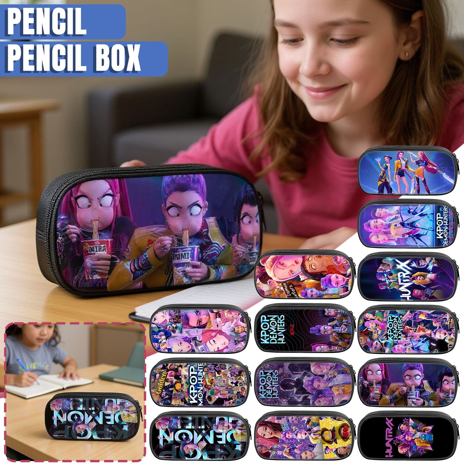 Back to School, 8"x 4" Kpop Demon Hunters Merch, Pencil Case Large ...