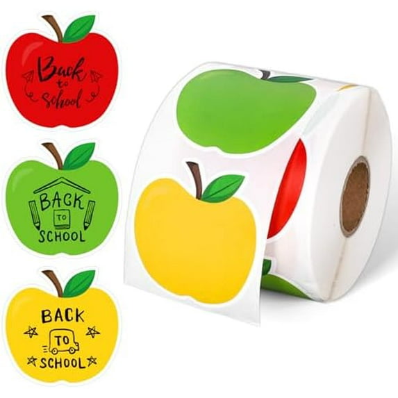 Back to School Apples Direct Thermal Labels Red Green Yellow Apples ...