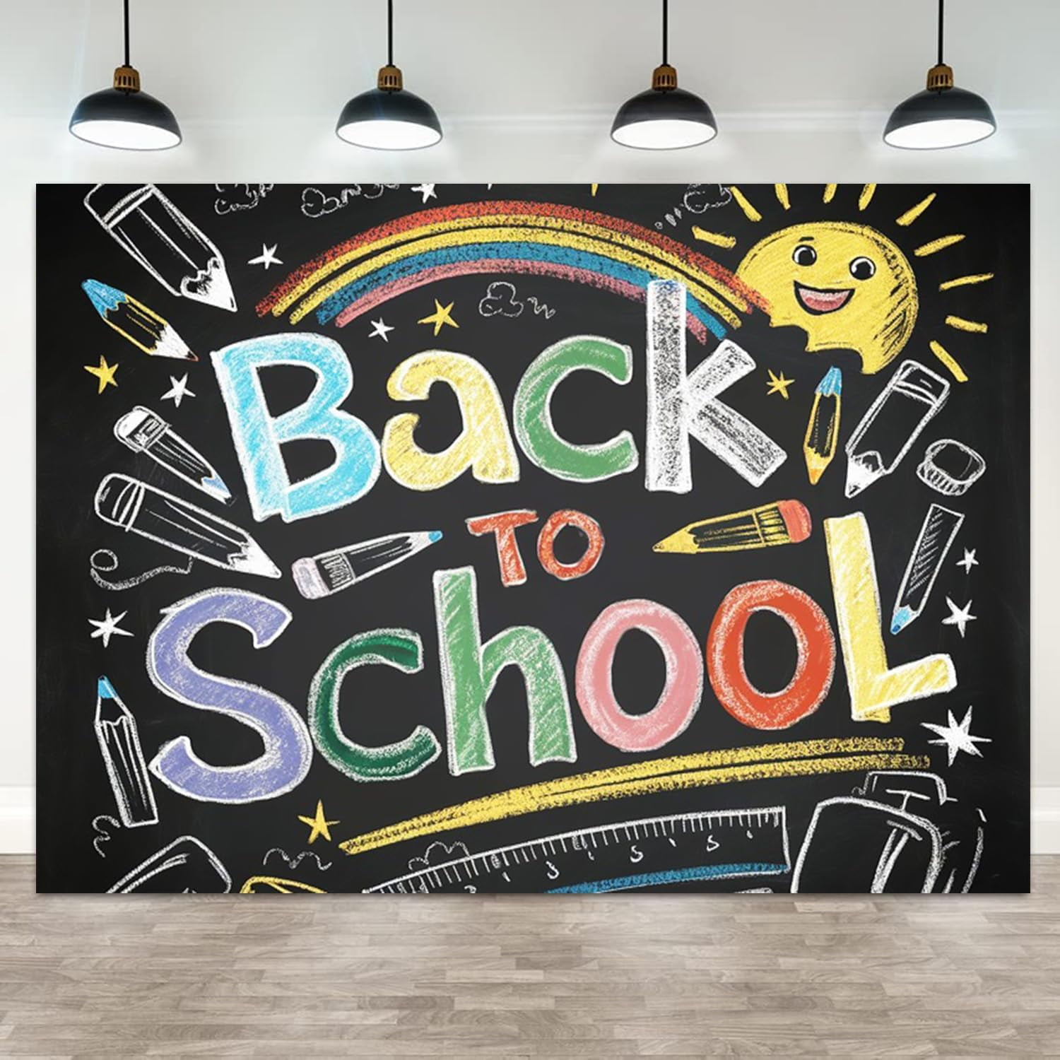 Back to School Backdrop Chalkboard Style Photography Background Decor ...