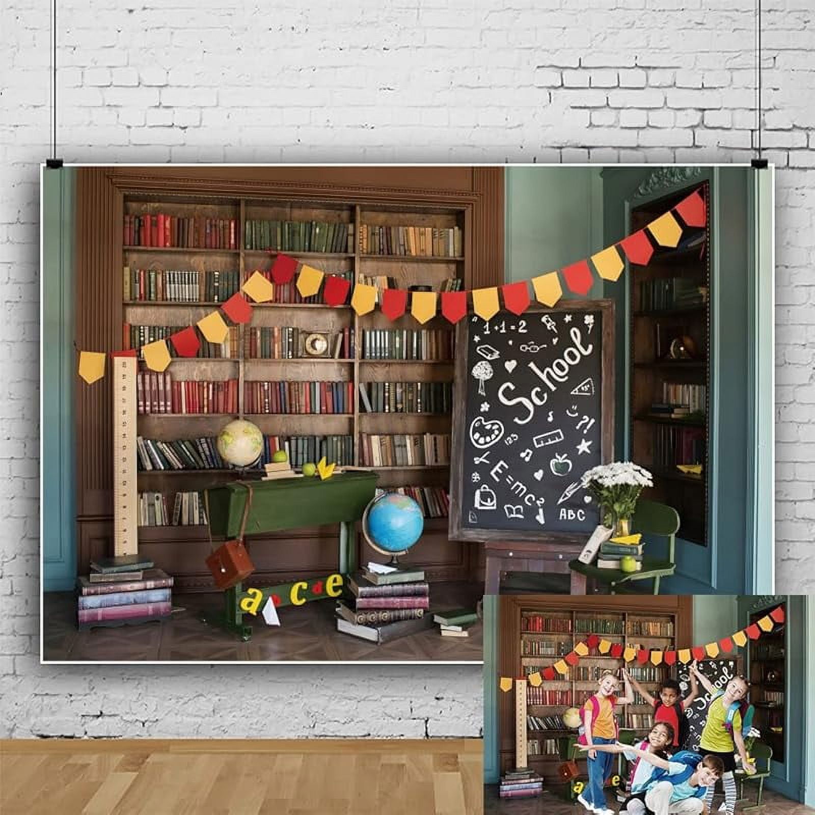 Back to School Backdrop for Photography Vintage Classroom Math Problem ...