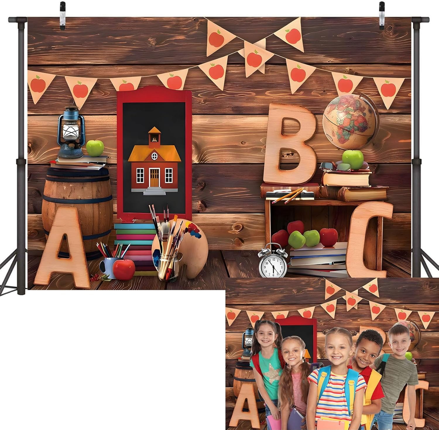 Back to School Backdrop Welcome Kindergarten ABC House Photography ...
