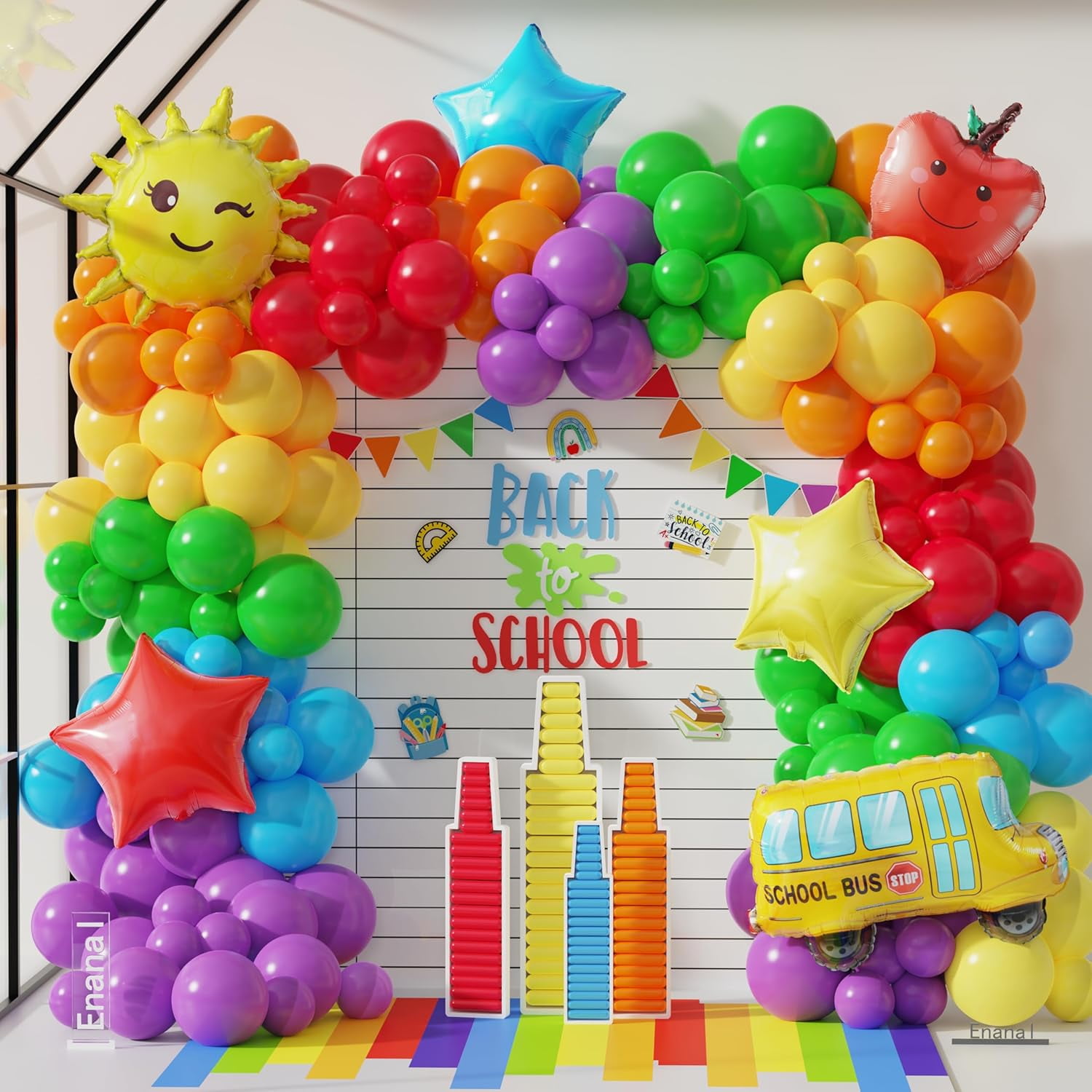 Back to School Balloon Garland Arch Kit, 158pcs Rainbow Balloons With ...