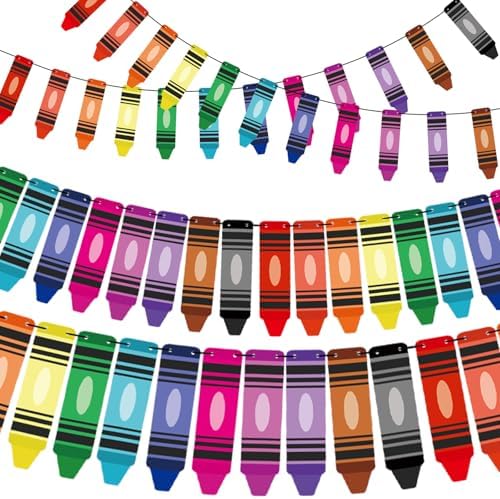 Back to School Banner Colorful Cute Crayon Banner Garland Welcome Back ...
