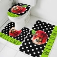 Back to School Bathroom Rugs Set Red Fruit Black Background Non Slip ...