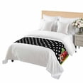 Back to School Bed Runner Cal King Size Red Fruit Black Background Soft ...