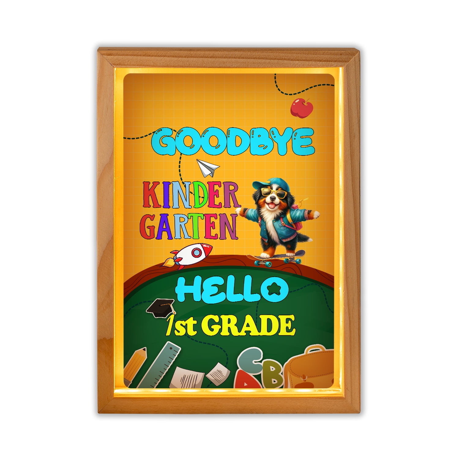 Back to School Bernese Mountain Dog Goodbye Kindergarten Hello 1st Grade Acrylic Plaque with ...