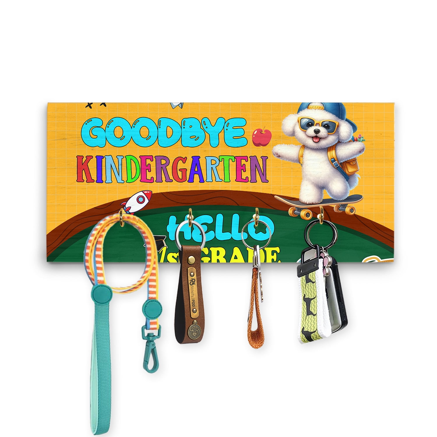Back to School Bichon Frise Goodbye Kindergarten Hello 1st Grade Wood ...