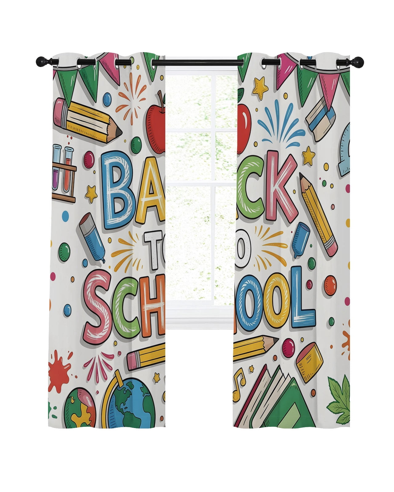 Back to School Blackout Curtains for Bedroom Living Room, Red Fruit ...