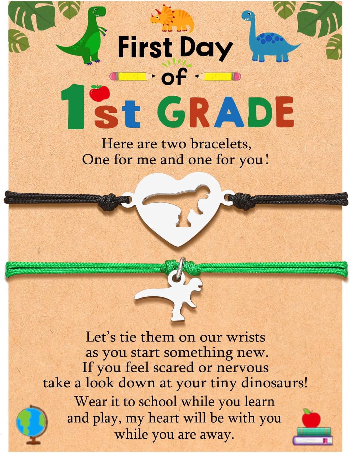 Back to School Bracelet Mother Son Dinosaur Bracelets for Mom and Son ...