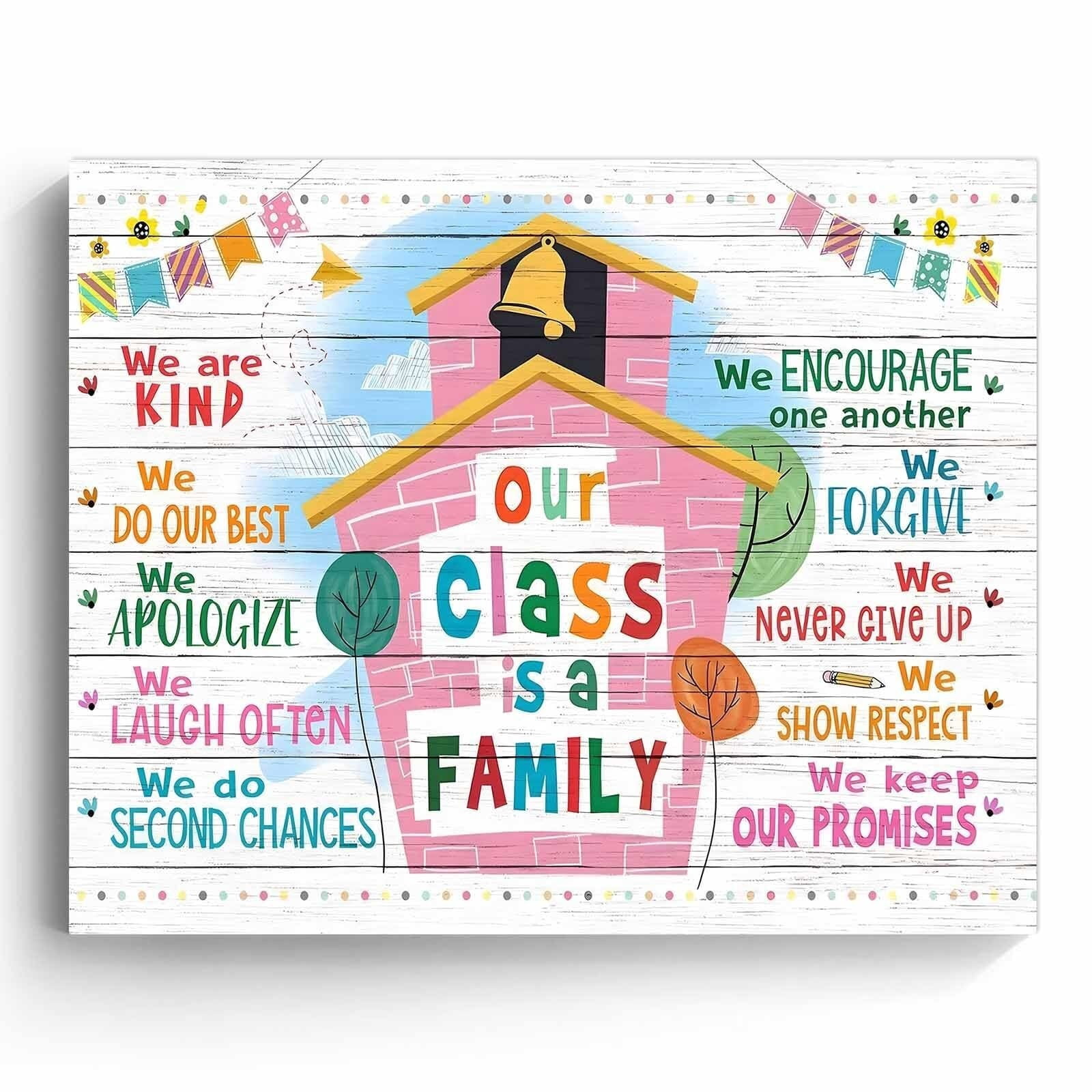 Back to School Canvas Wall Art Decor Painting - Our Class is a Family ...