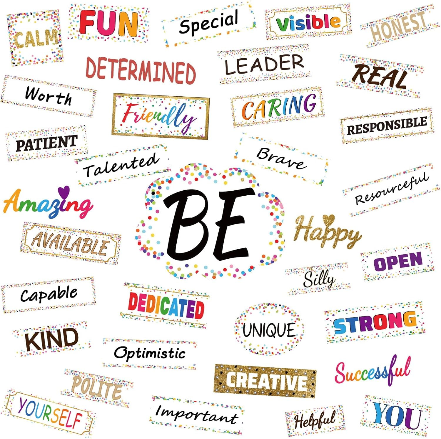 Back to School Confetti Classroom Decor Motivational Bulletin Board Set ...