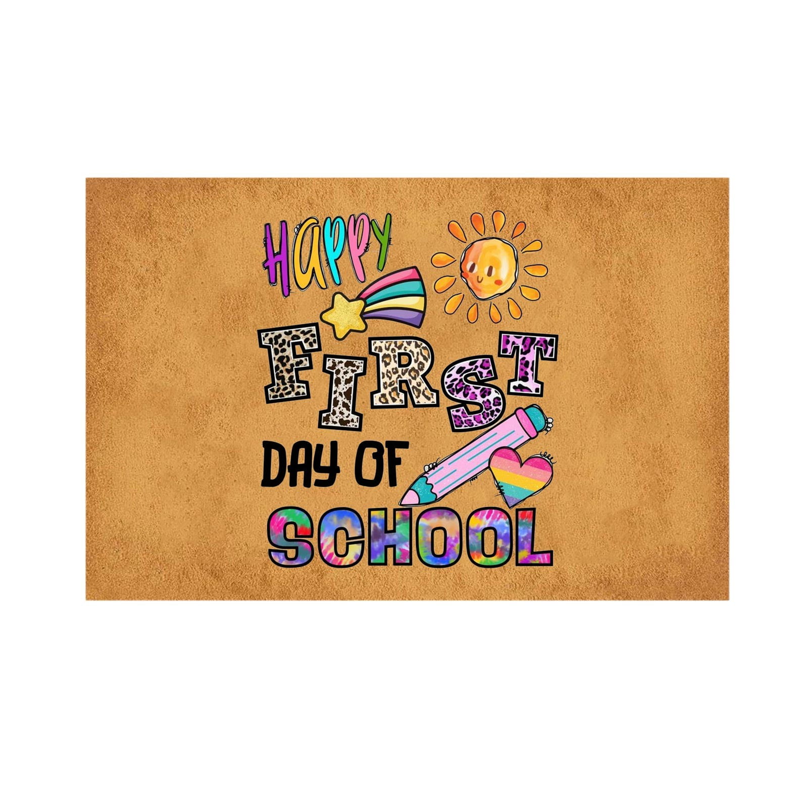 Back To School Cute "Happy First Day of School" Welcome Door Mat Summer ...