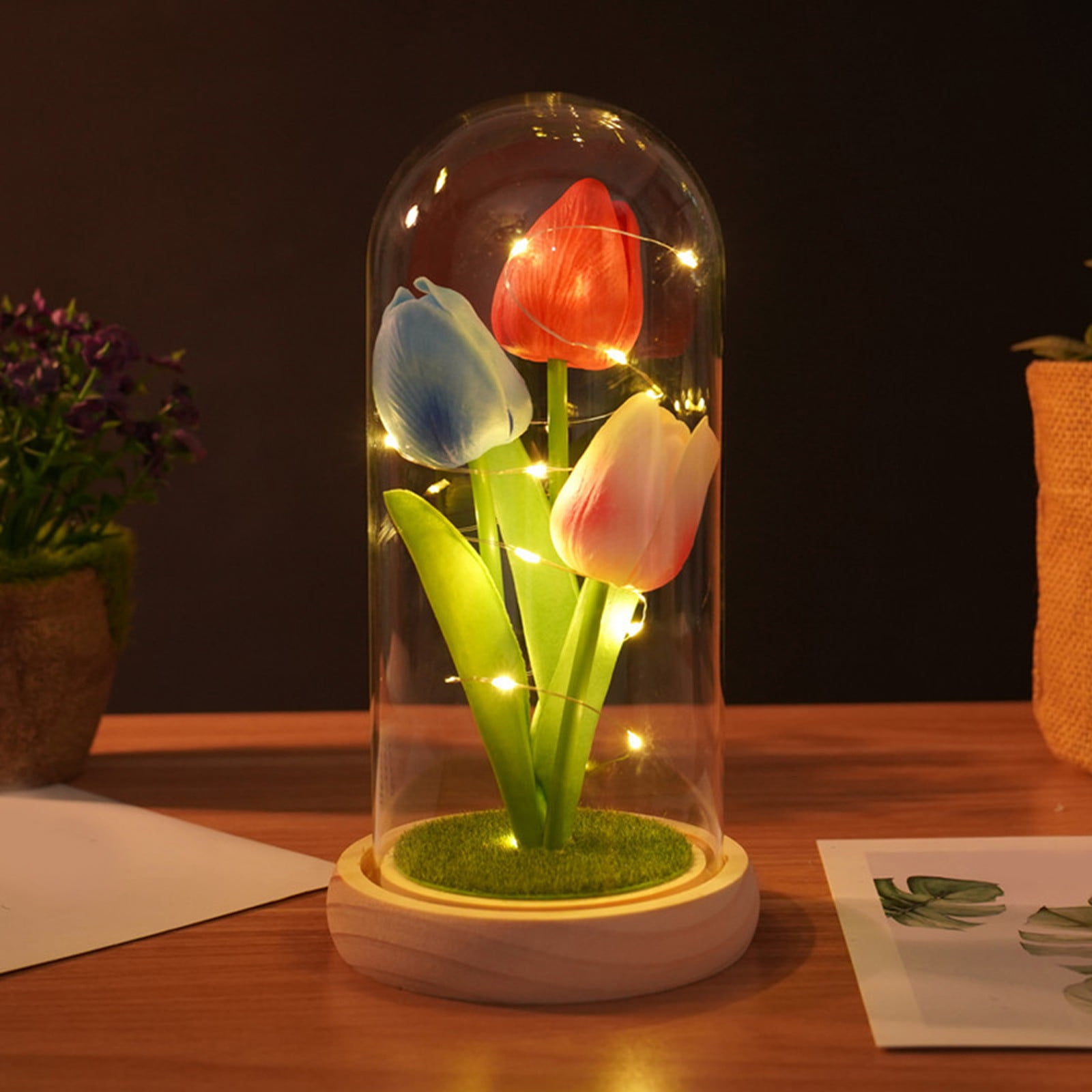 Back to School Deals! ESULOMP Tulips Night Light Hand Made Tulips Lamp ...