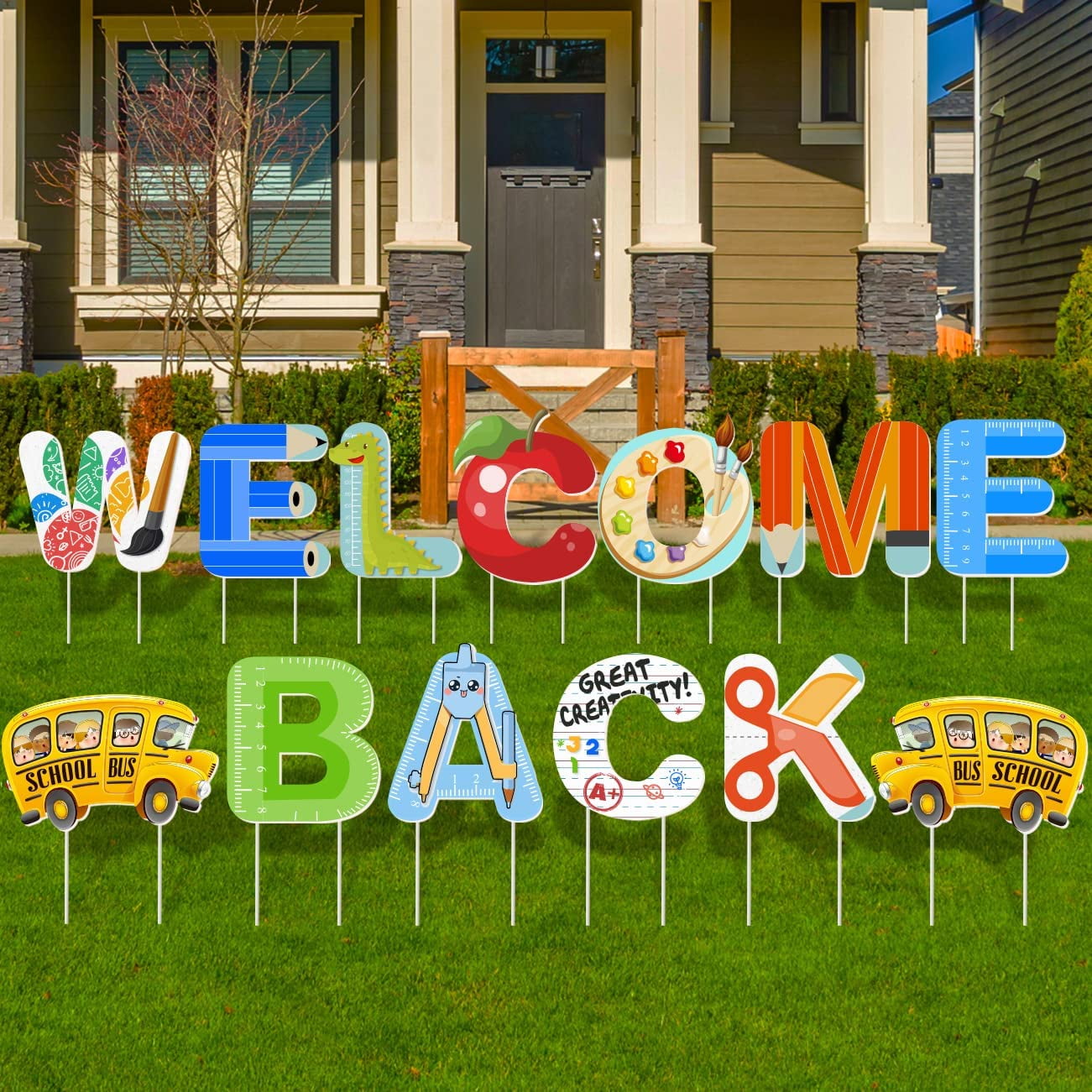 Back To School Decorations Yard Signs 13 Pieces Welcome Back To School ...