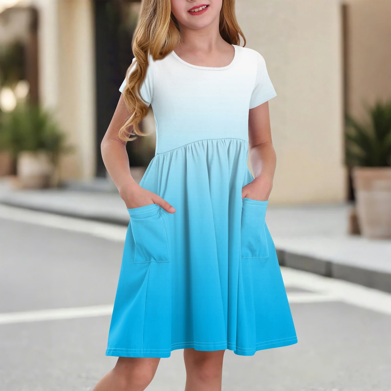 Back To School Dresses for Girls Twirly A-Line Short Sleeve T-Shirt ...