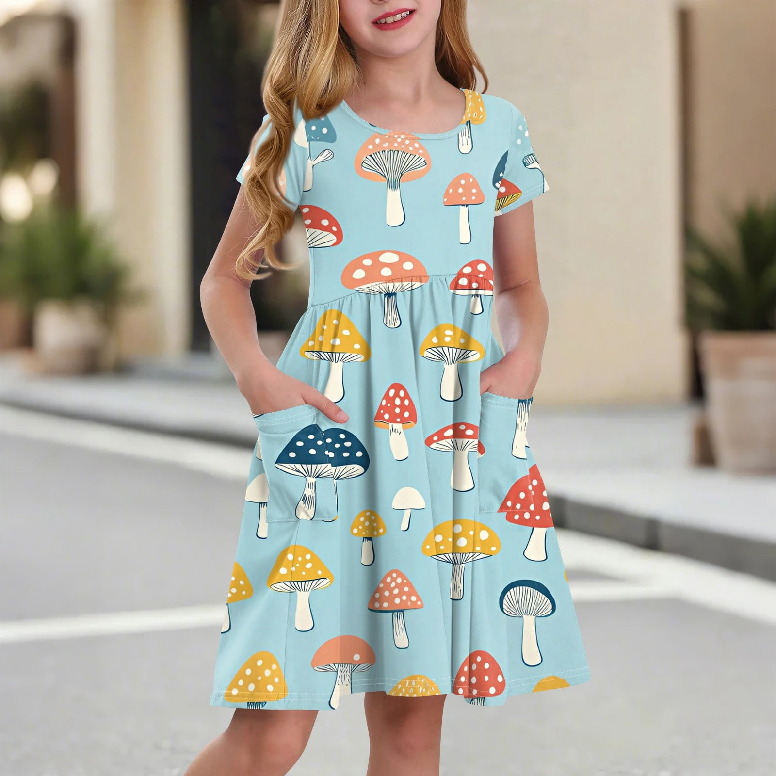 Back To School Dresses for Girls Twirly A-Line Short Sleeve T-Shirt ...