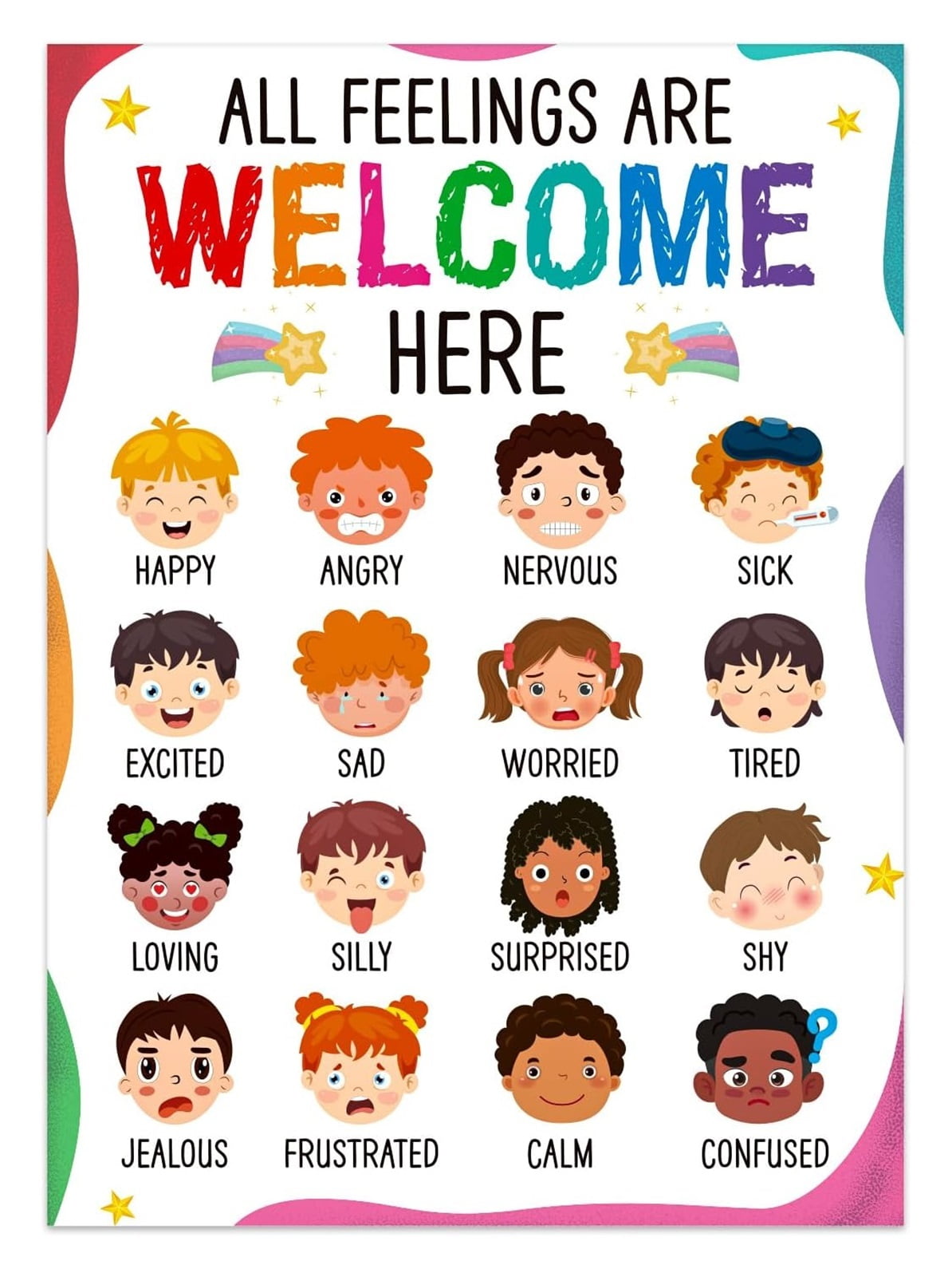 Back to School Feelings Chart - Emotions Learning Posters for Classroom ...