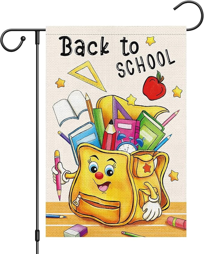 Back to School Garden Flag 12x18 Inch Double Sided Burlap, Back to ...