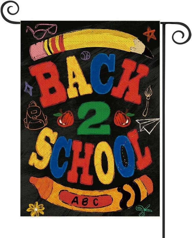 Back to School Garden Flag 12x18 Inch Double Sided School Day Apple ...