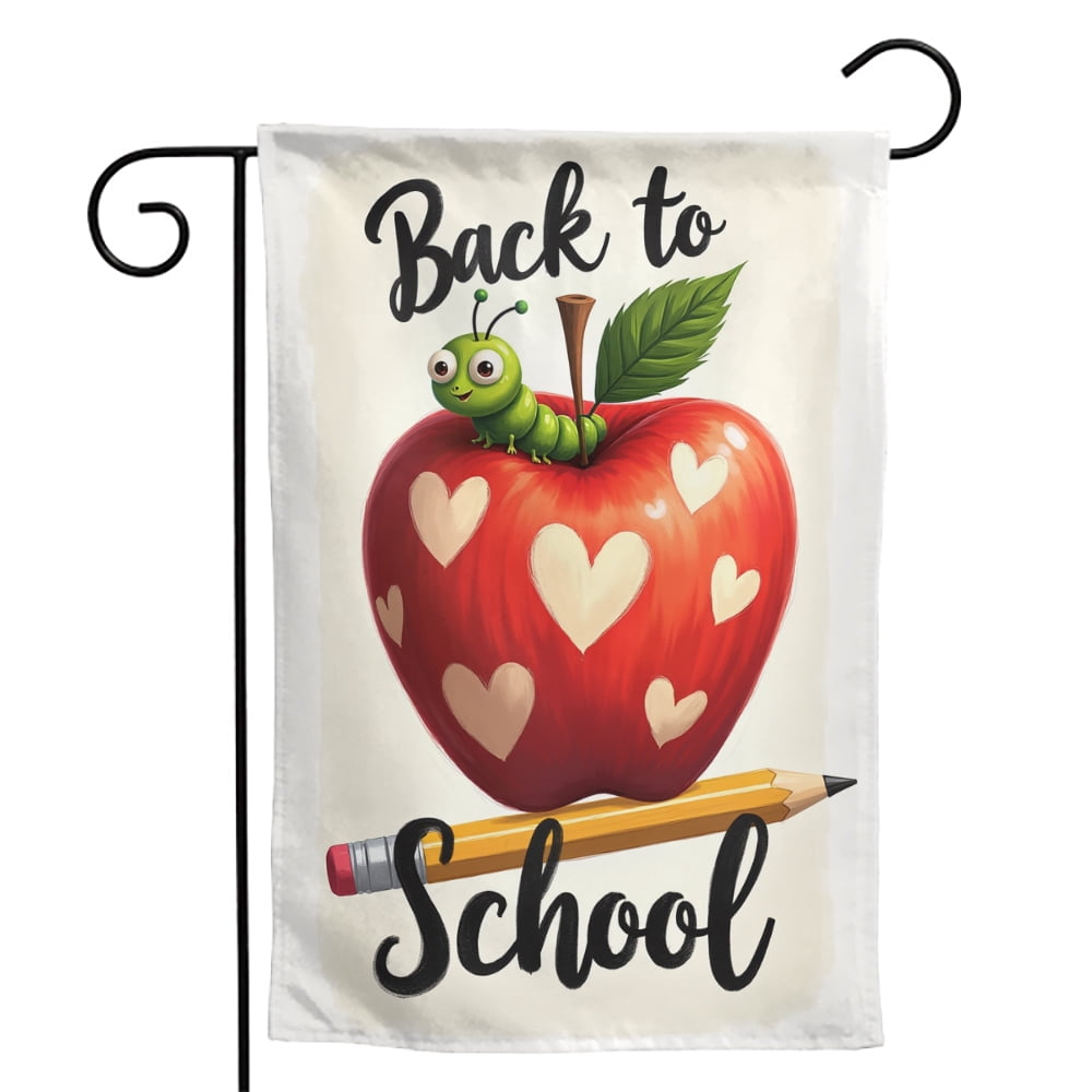 Back to School Garden Flag 12x18 Inch Double Sided Polyester Decorative ...