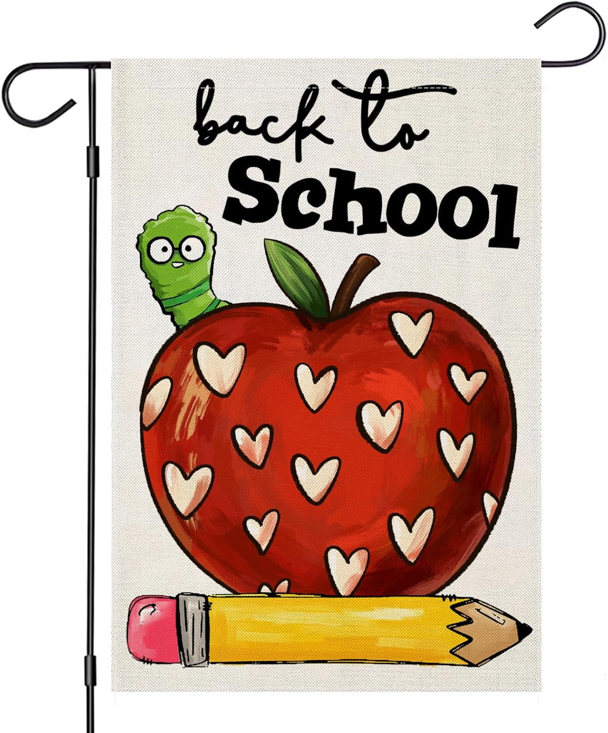 Back to School Garden Flags for Outside, Apple Pencil First Day of ...