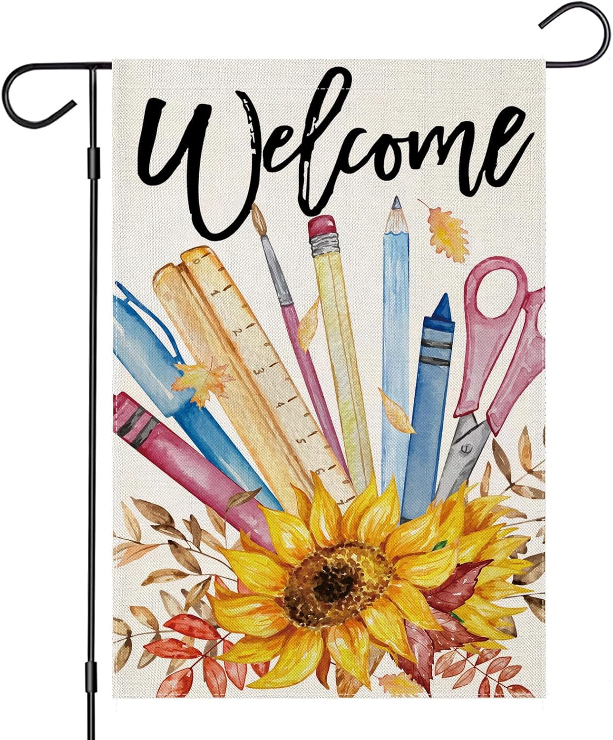 Back to School Garden Flags for Outside, Pencil School Supplies First ...