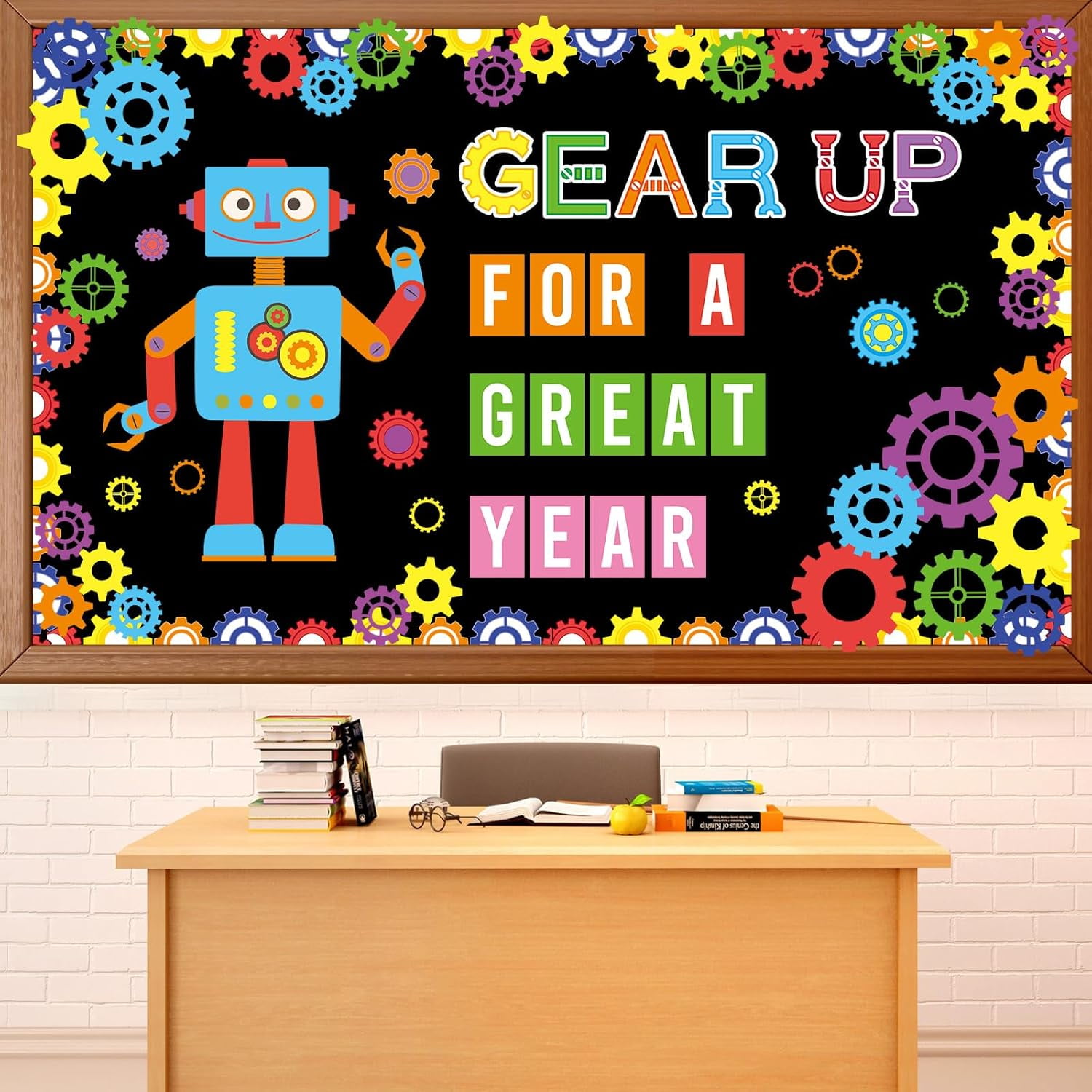 Back to School Gear Robot Bulletin Board Set Gear Up Steam Robots ...