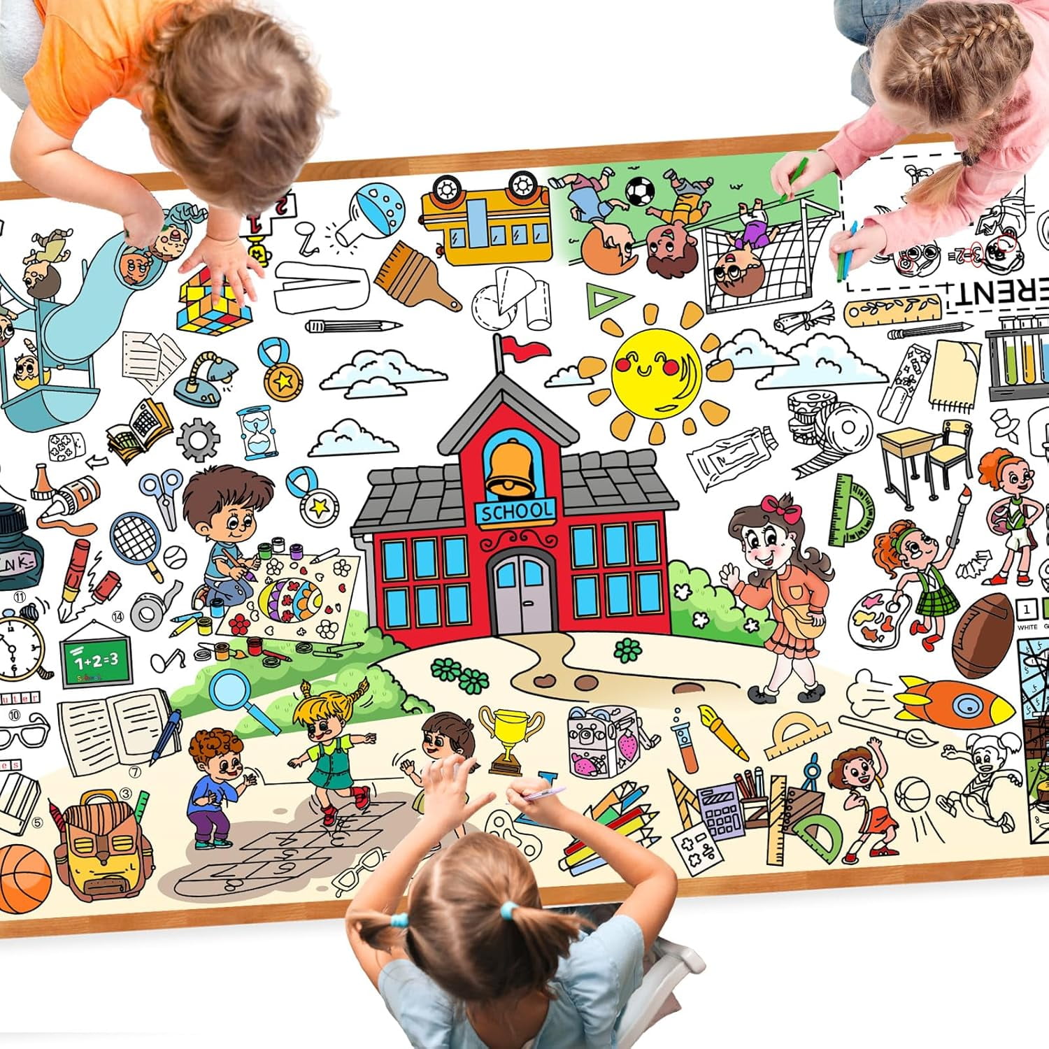 Back to School Giant Coloring Poster, 72 x 35.5 Inch Versatile Coloring ...